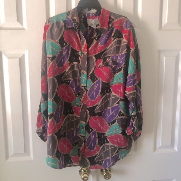 JP Collections | Tops | Vintage Jp Collection Botanical Leaf Print ...